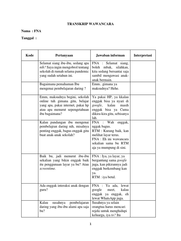TRANSKRIP WAWANCARA 2 | PDF