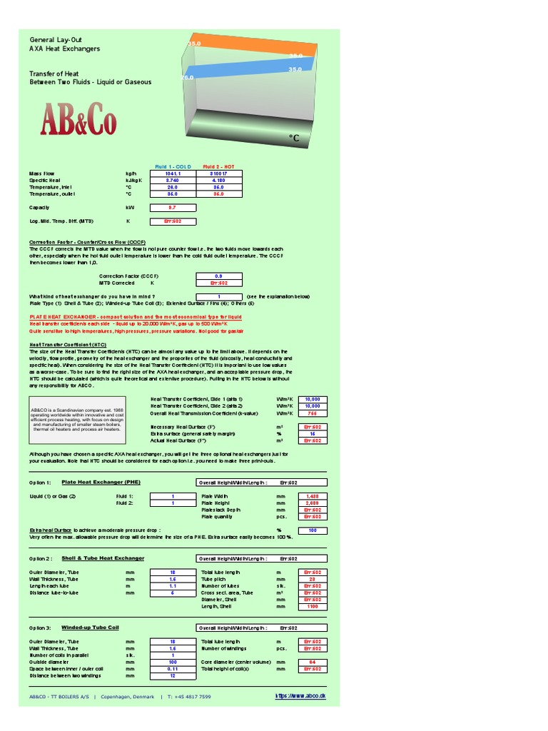 ABCO Heat Exchanger Calculations | PDF | Heat Exchanger | Heat Transfer