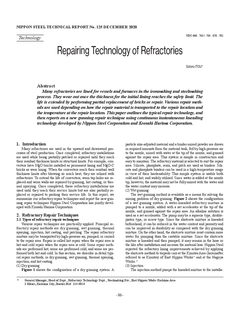 Refractory Repair Techniques Guide | PDF | Refractory | Materials
