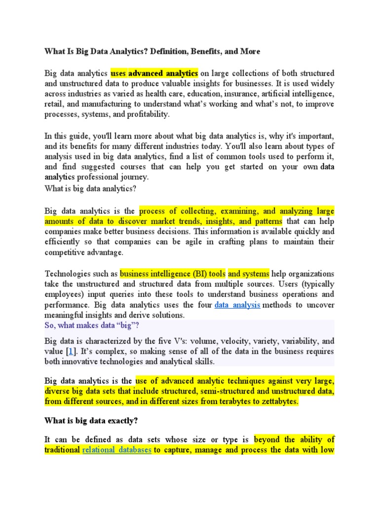Advanced Analytics: What Is Big Data Analytics? Definition, Benefits ...