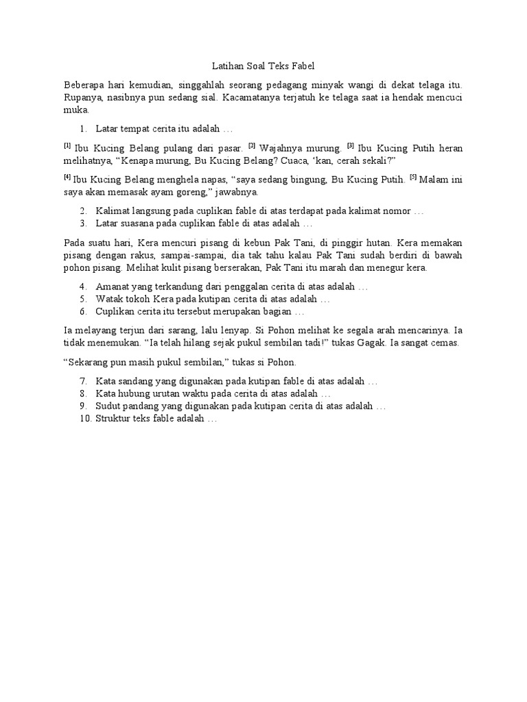 Latihan Soal Teks Fabel | PDF | Fiksi Umum
