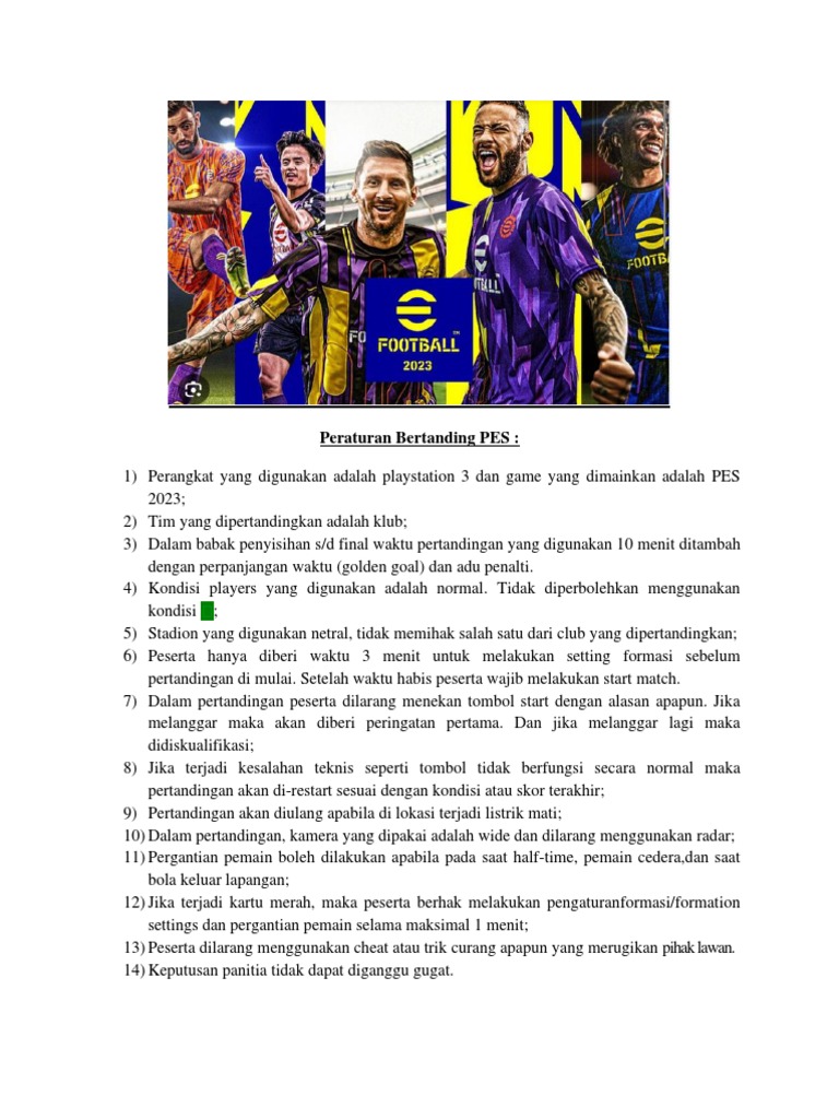 Peraturan Turnamen PES 2023 PS3 | PDF