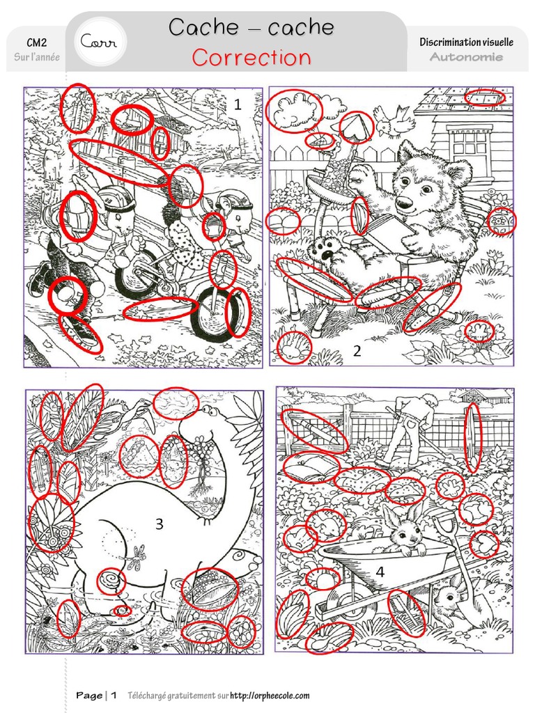 Correction - Autonomie Cache Cache A4 | PDF