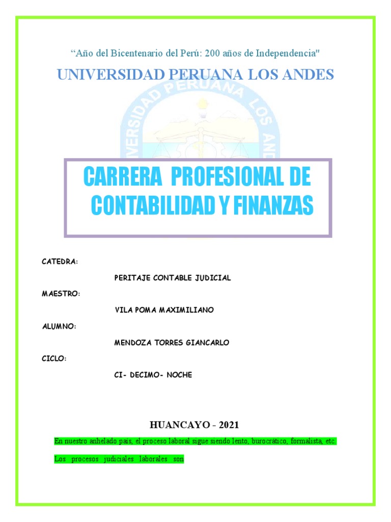 Tarea Peritaje | PDF | Derecho laboral | Ley procesal Tarea Peritaje | PDF | Derecho laboral | Ley procesal