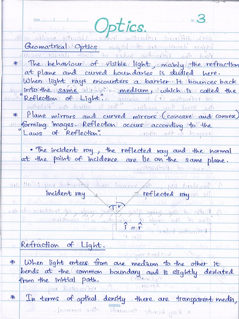 Optics Note Mrs Purnima | PDF