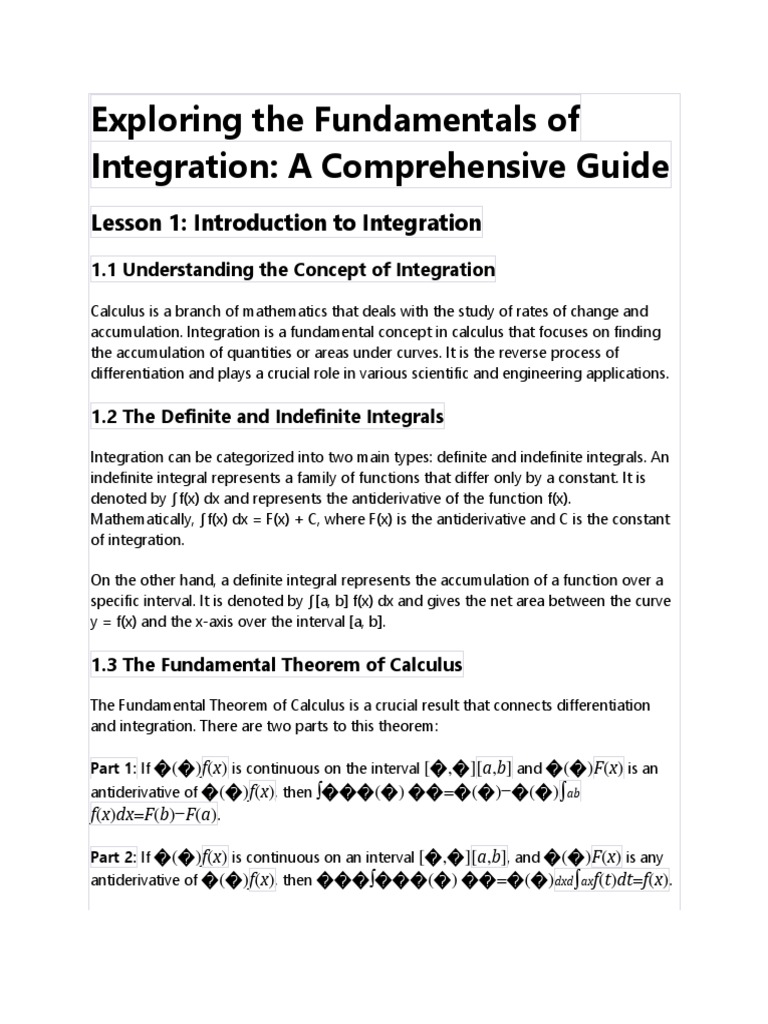 Exploring The Fundamentals of Integration | PDF | Integral | Calculus