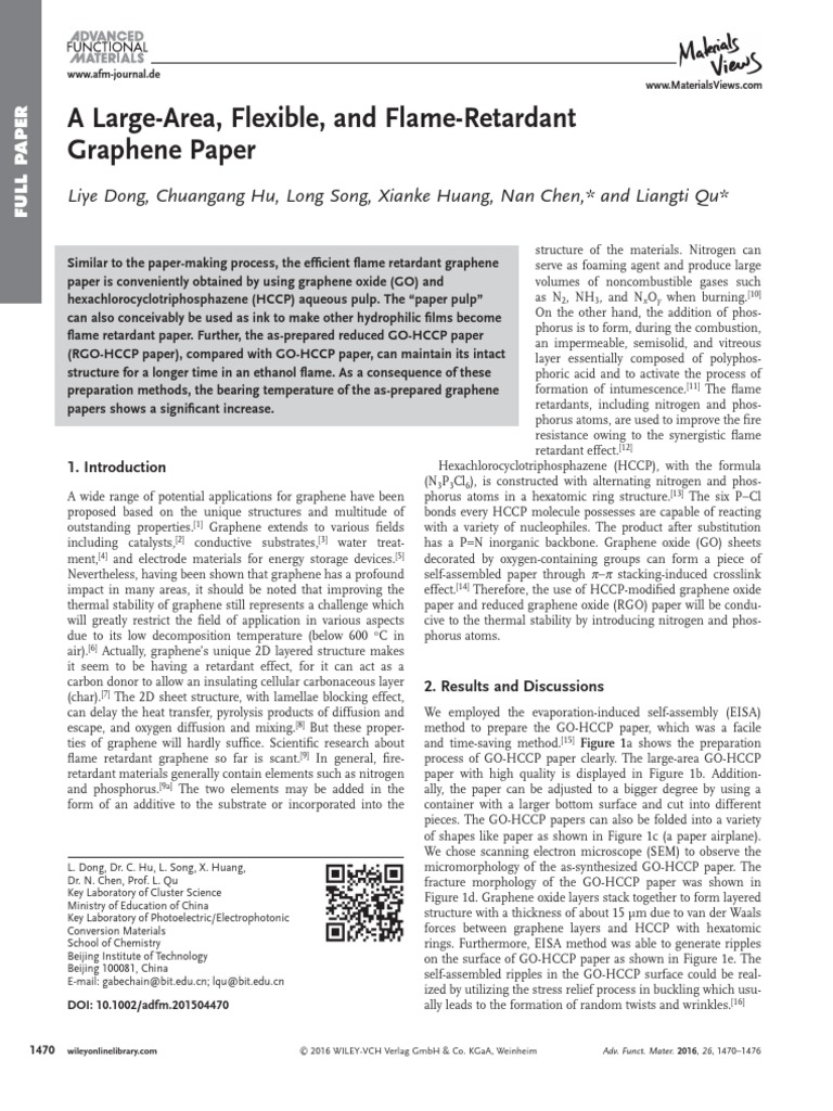 A Large-Area, Flexible, and Flame-Retardant Graphene Paper | PDF ...