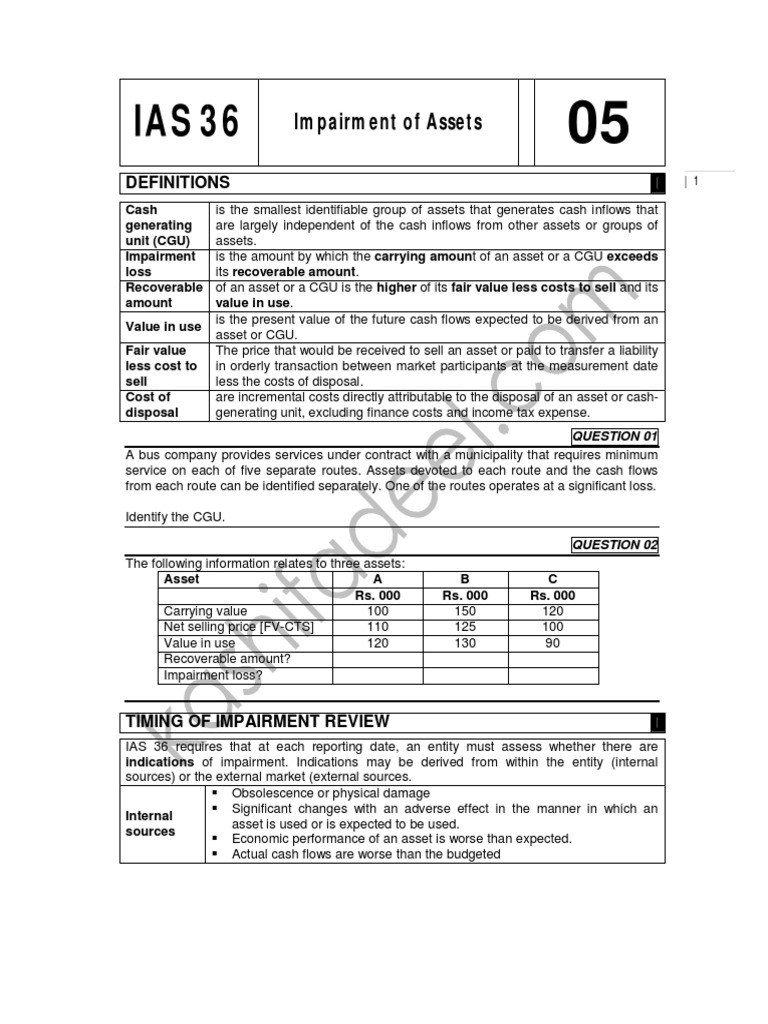 05 Ias 36 | PDF | Depreciation | Fair Value