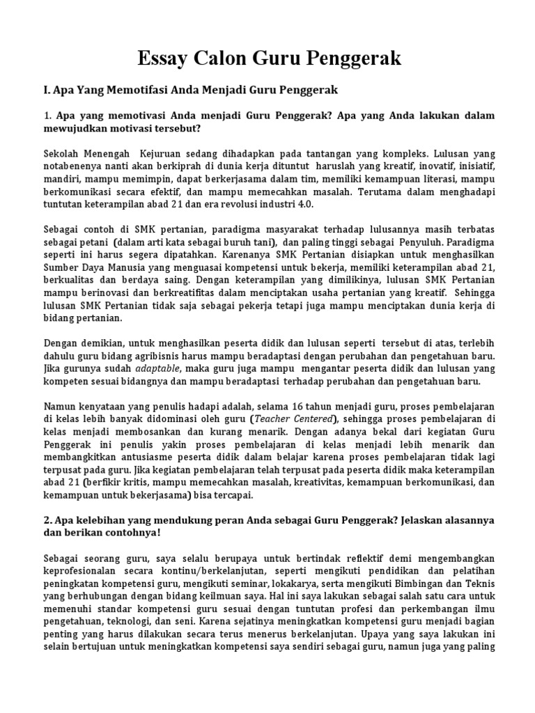 Essay Calon Guru Penggerak | PDF