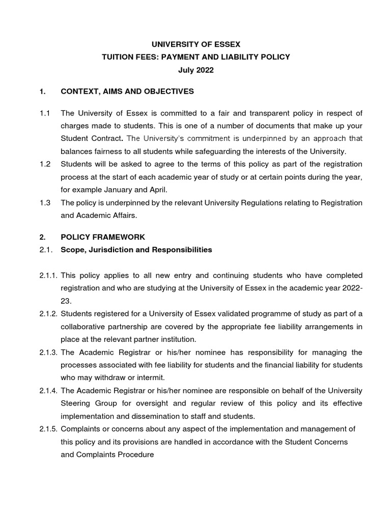 Payment Liability Policy | PDF | Fee | Money