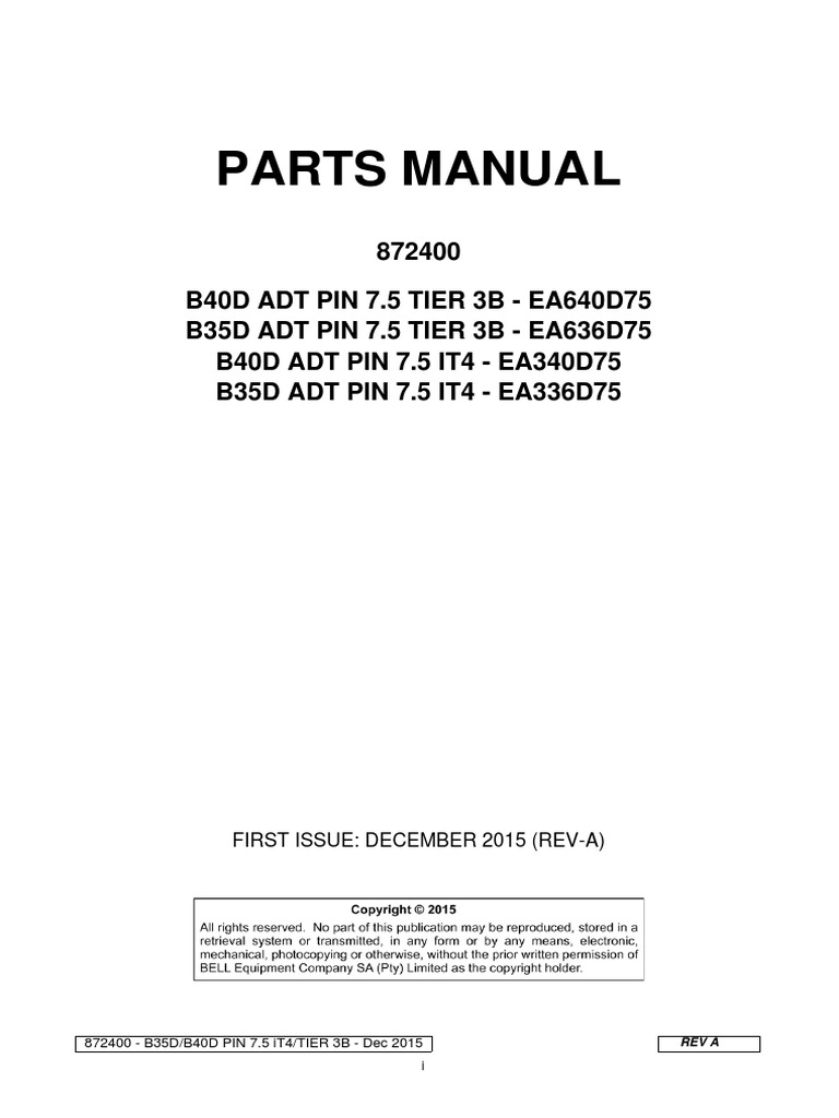 B35D B40D PIN 7.5 It4 TIER 3B ADT RevA | PDF | Internal Combustion ...
