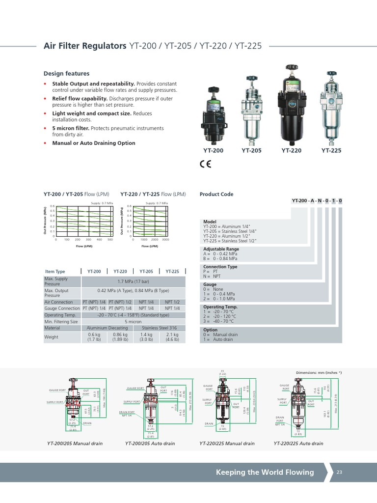 YT-200 Air Filter Regulator Overview | PDF | Equipment | Manufactured Goods
