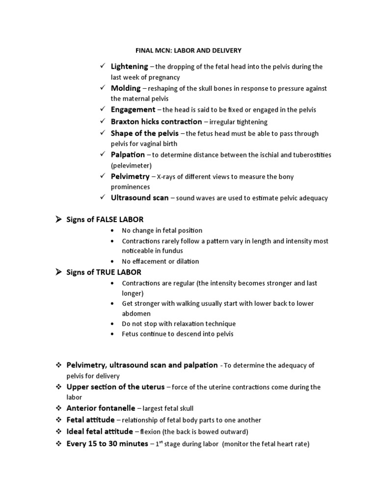 Final MCN | PDF | Childbirth | Pelvis