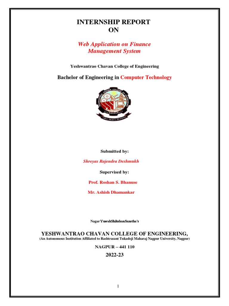 INTERNSHIP REPORT ON Finance | PDF | Databases | Html