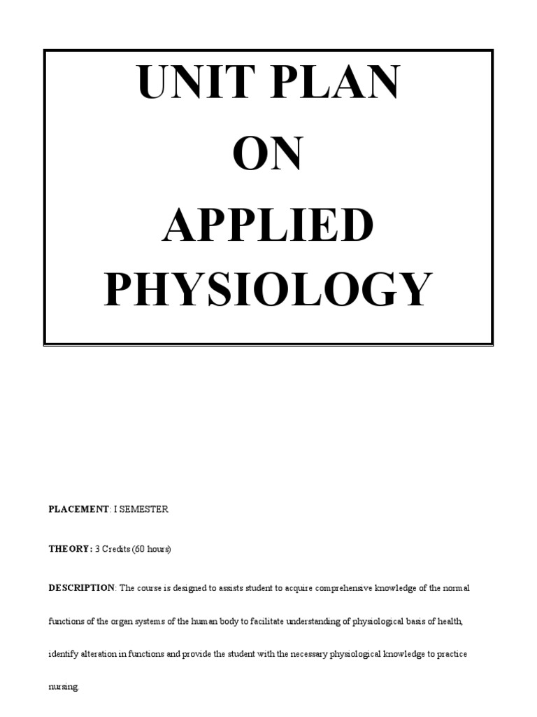 Course and Unit Plan Physiology | PDF | Human Body | Physiology