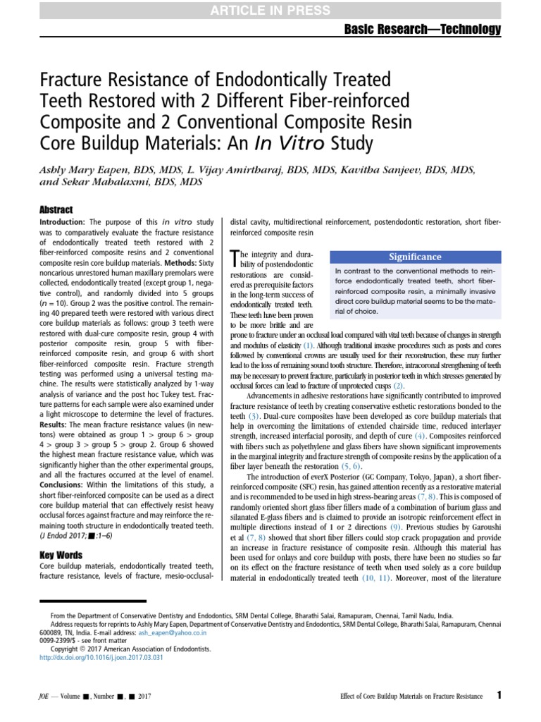 Fracture Resistance of Endodontically Treated Teeth Restored With 2 ...
