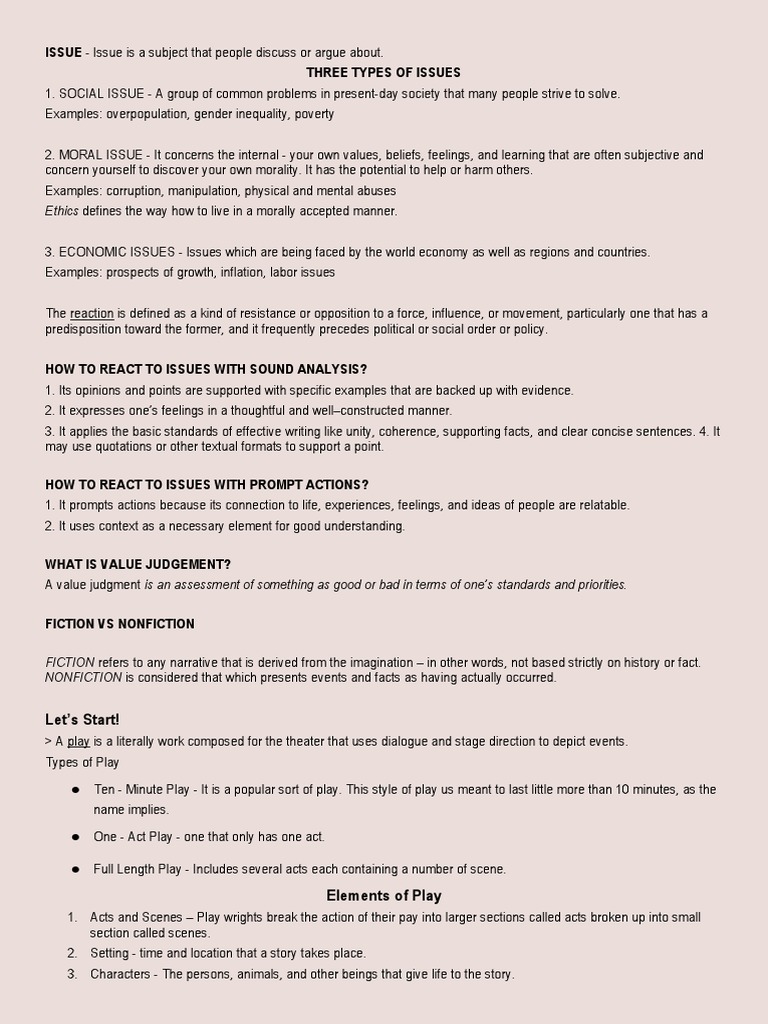 Understanding Issues: Types and Analysis | PDF | Argument | Reason