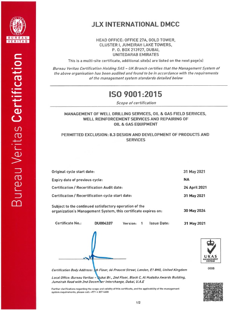 Annex 10 - JLX International (ISO 9001) Quality Management System Compliance Certificate | PDF