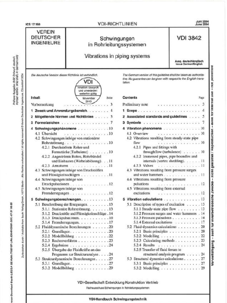 Vdi 3842 Vibrations in Piping System | PDF