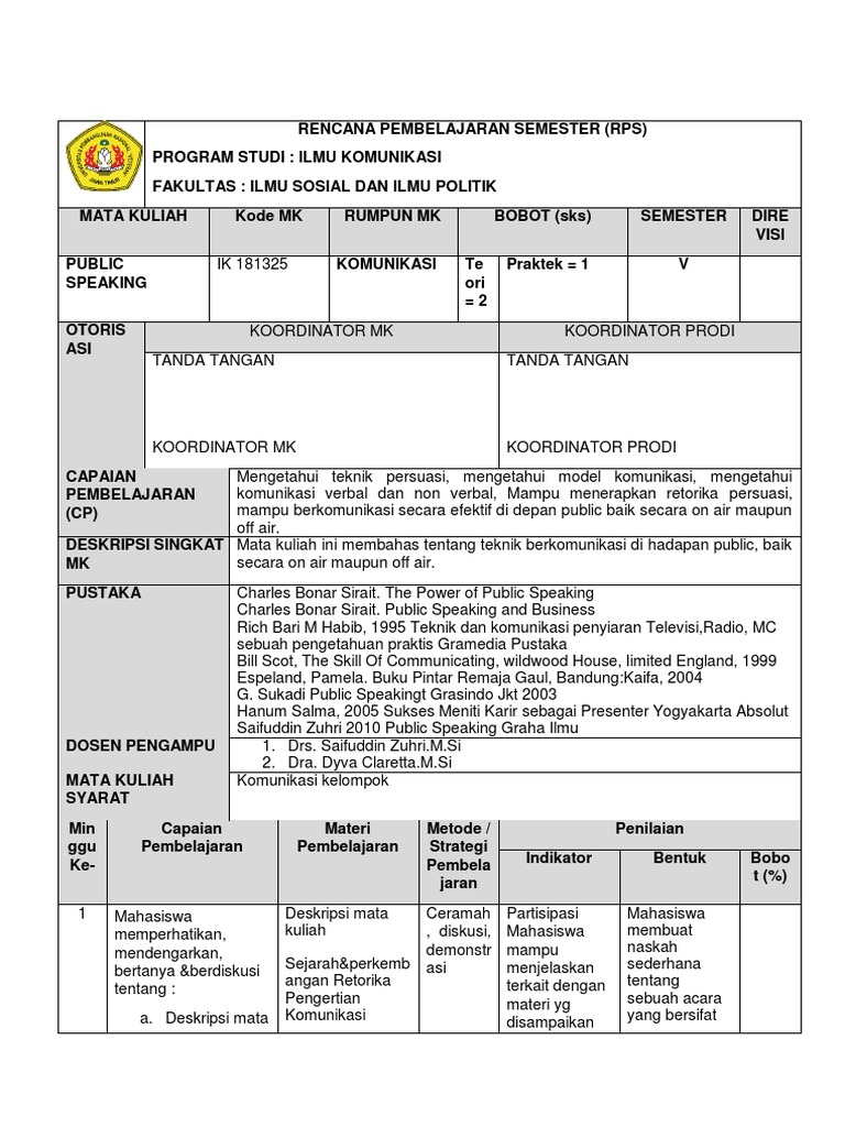 Genap RPS RPP Public Speaking | PDF