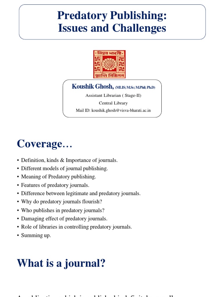 KG - Predatory Publishing - Issues and Challenges | PDF | Academic ...