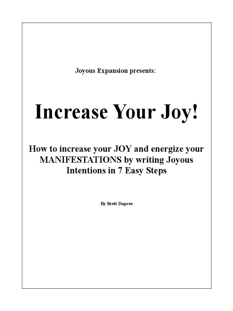 Increase Your Joy | PDF | Intention | Feeling