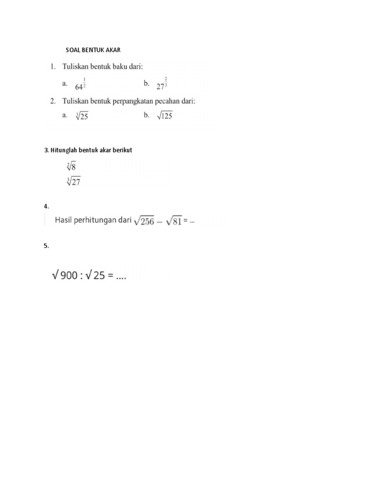 Soal Bentuk Akar | PDF