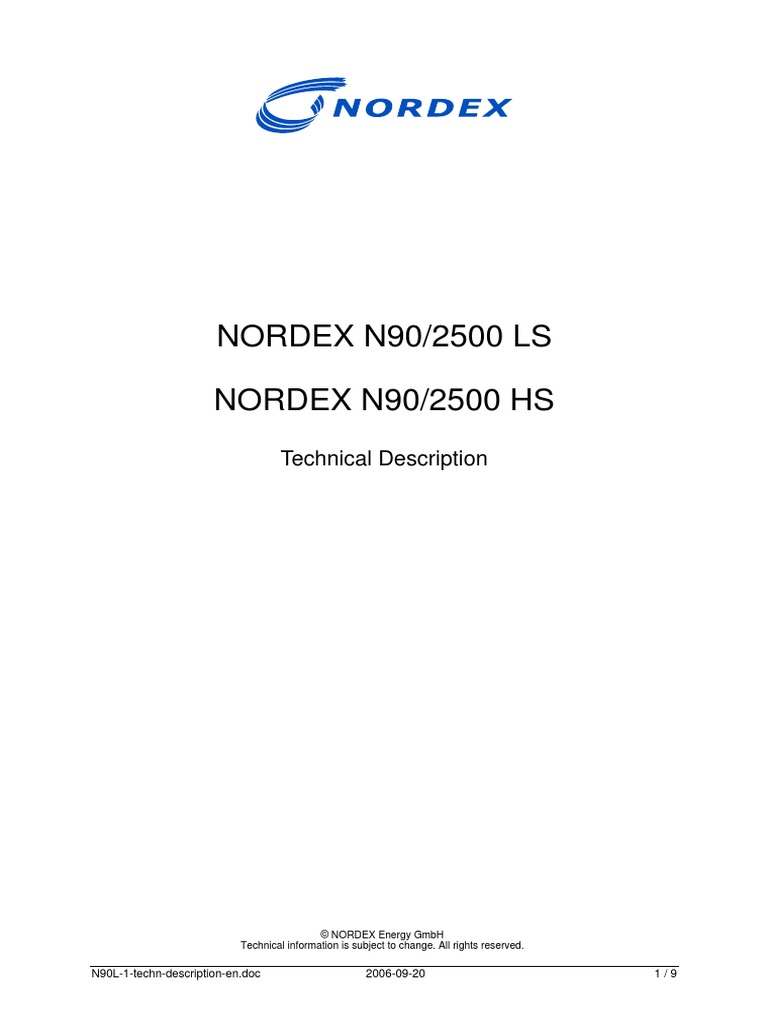 Nordex N90 General Manual | PDF | Wind Turbine | Crane (Machine)