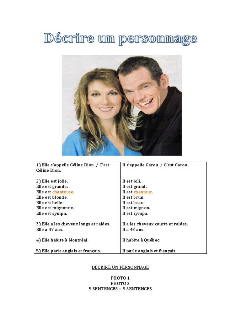 Décrire Un Personnage | PDF | Cheveux | Beauté