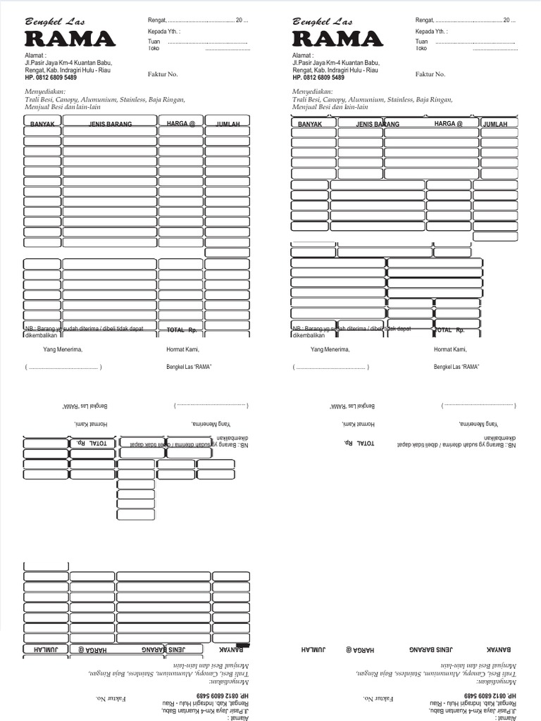 Dokumen - Tips Nota Bengkel Las Rama | PDF