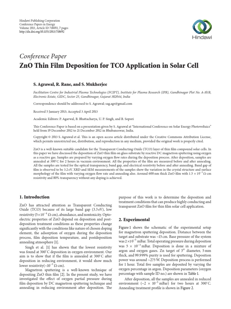ZnO Conference Paper - 718692 | PDF | Zinc Oxide | Thin Film