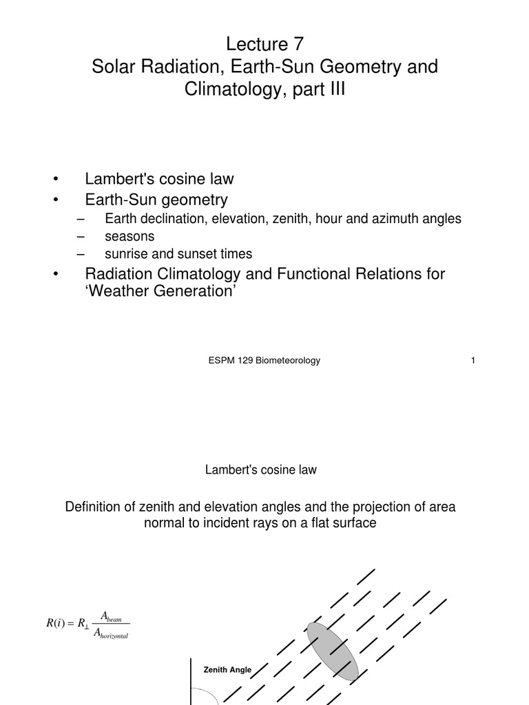 Solar Radiation, Earth-Sun Geometry and Climatology | PDF | Longitude ...
