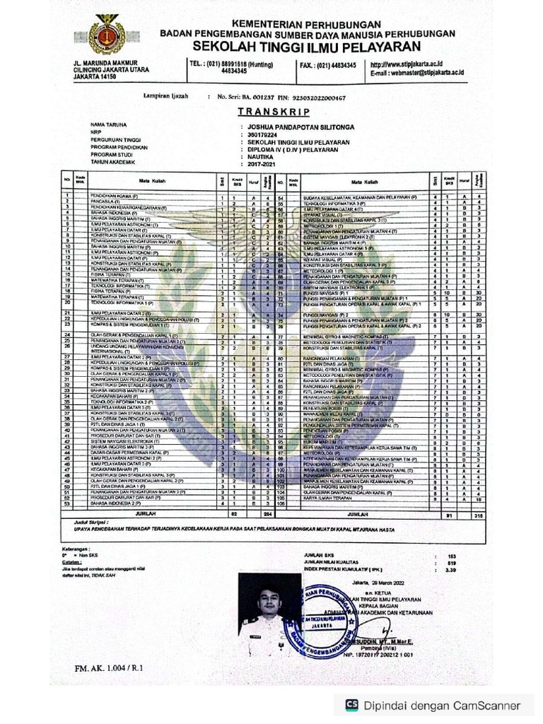 Transkrip Nilai Scan - Compressed (1) - Compressed | PDF