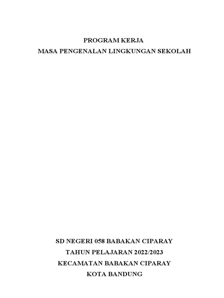 Program Kerja MPLS SDN 058 Babakan Ciparay | PDF