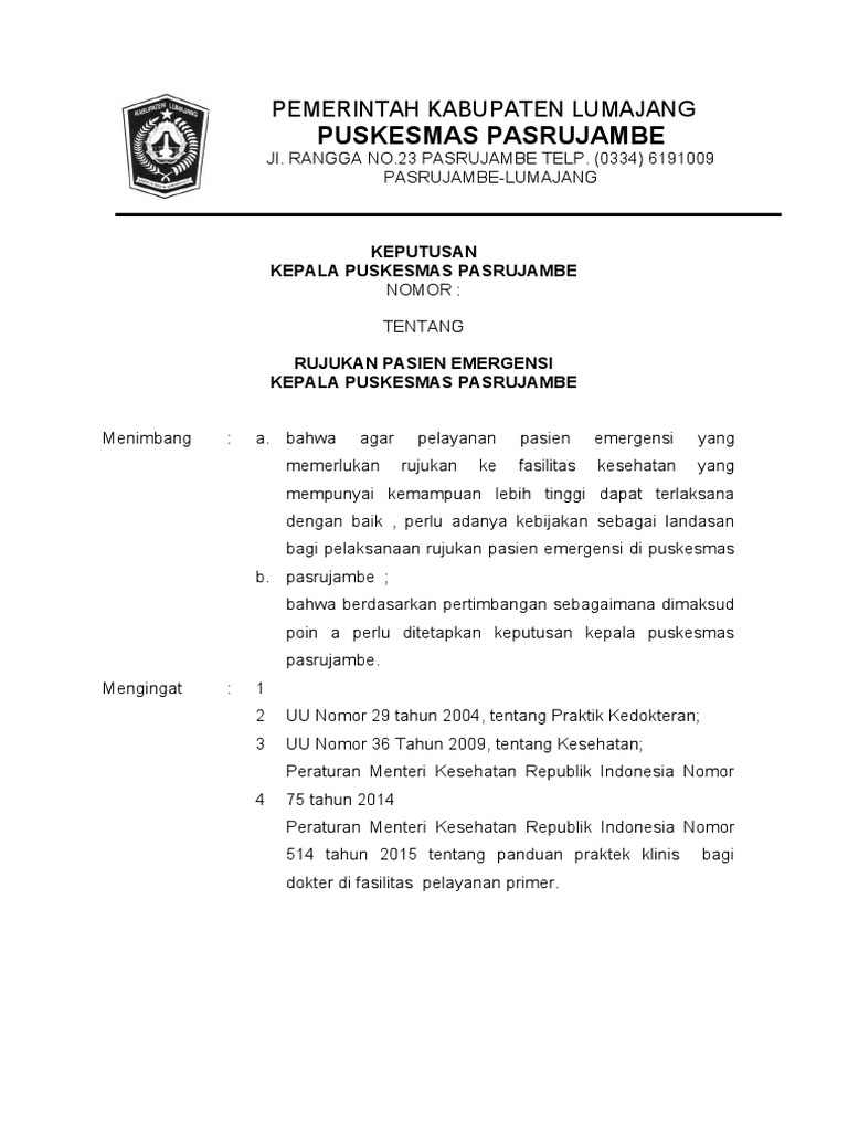 SK Rujukan Emergensi | PDF
