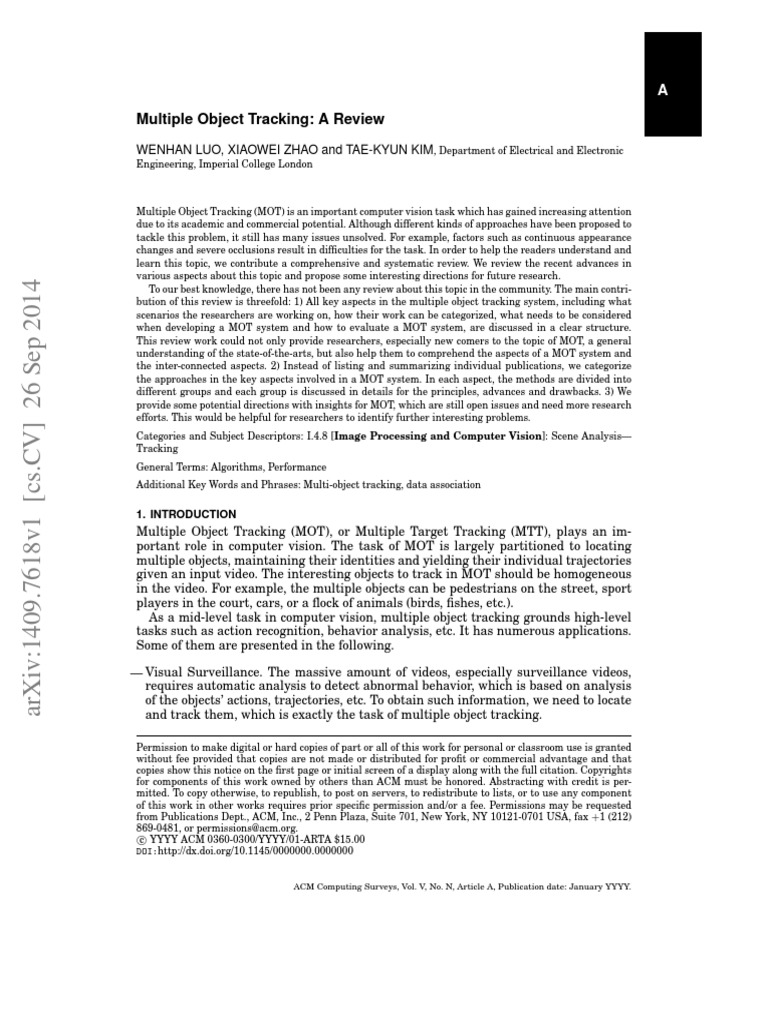 Multiple Object Tracking A Literature Review Pdf Vertex Graph Theory Human Computer