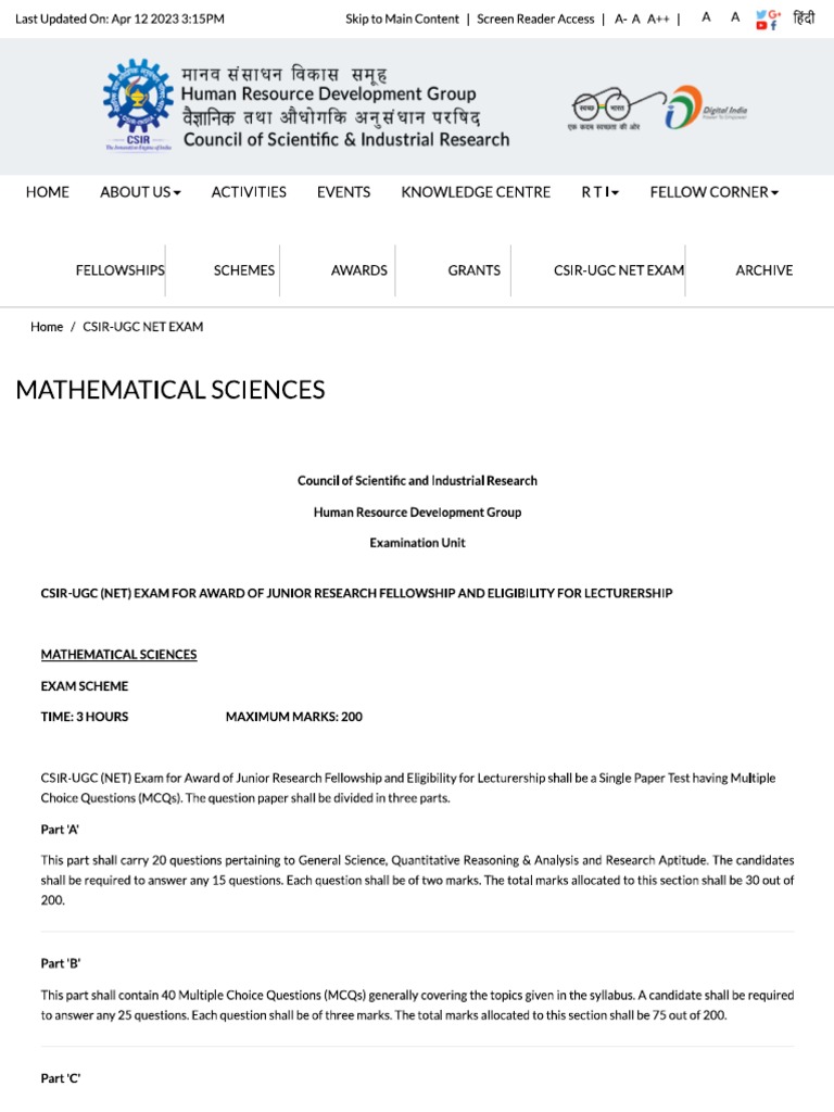 CSIR - NET Paper Pattern | PDF