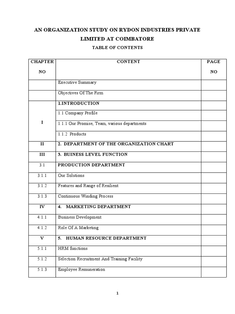 An Organization Study On Rydon Industries at CBE | PDF | Gear | Marketing