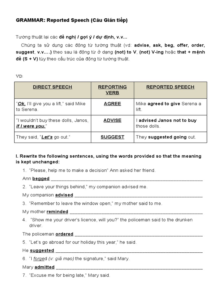 Reported Speech | PDF | Syntax | Grammar