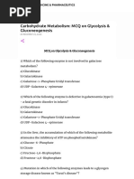 MCQ On Carbohydrates | PDF | Carbohydrates | Polysaccharide