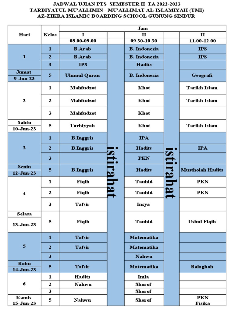 Jadwal Pas 22-23 | PDF