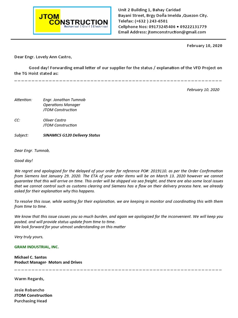 VFD Letter - SMC | PDF