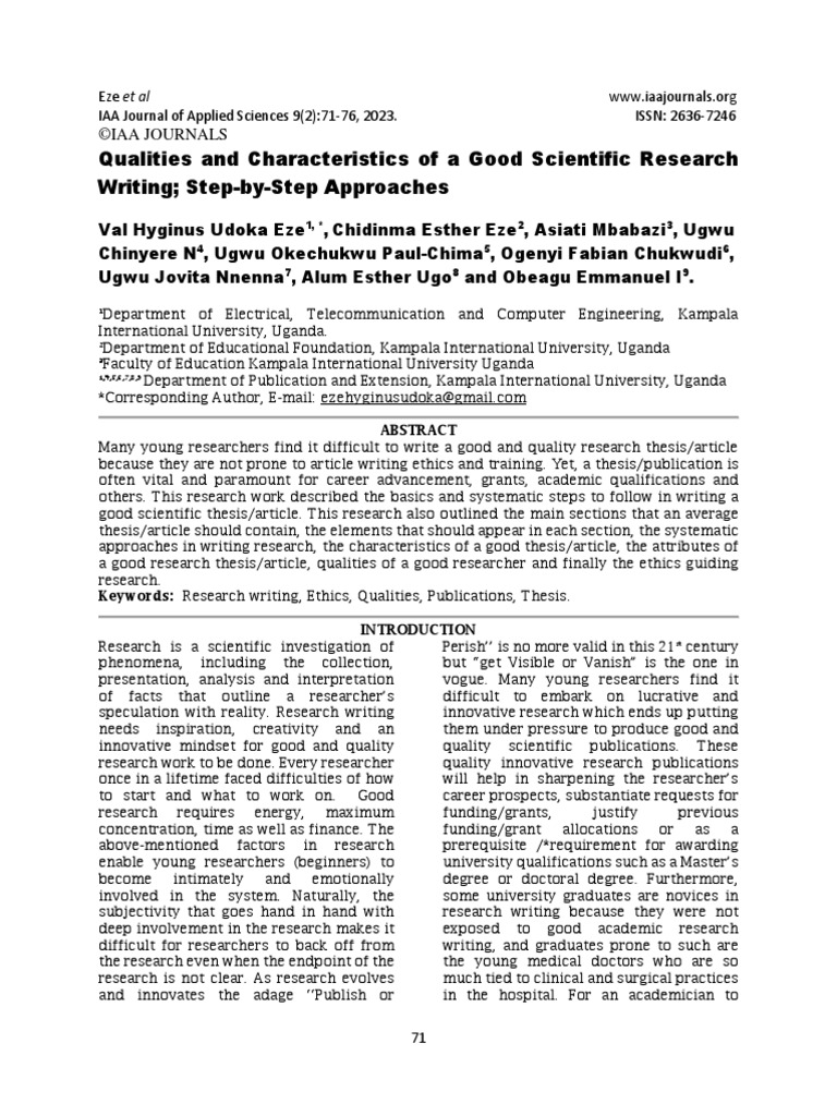 Qualities and Characteristics of A Good Scientific Research | PDF | Knowledge | Cognition