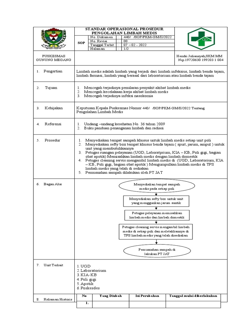 Sop Limbah Medis Akreditasi | PDF