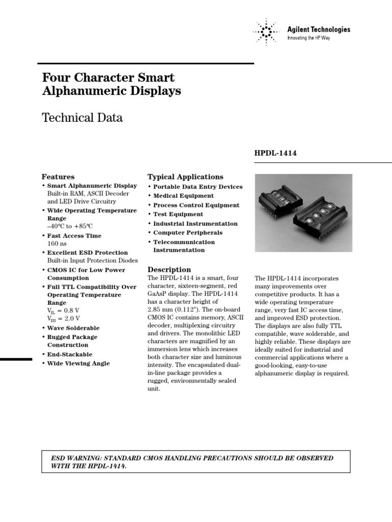 Four Character Smart Alphanumeric Displays: Technical Data | Download ...