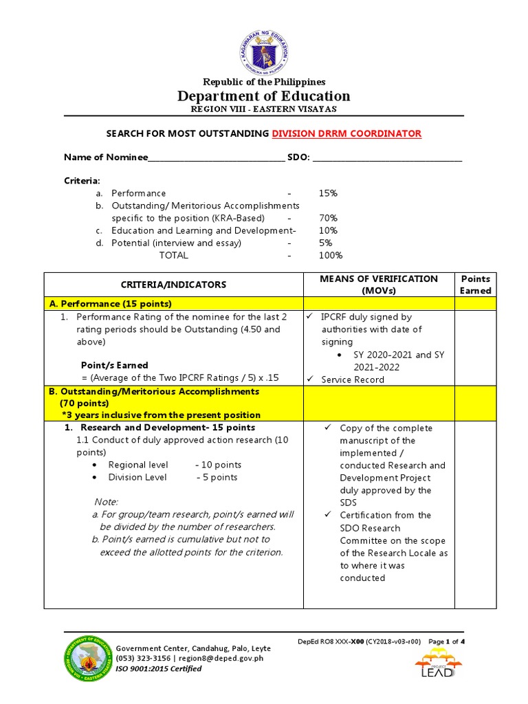 Outstanding DRRM Coordinator Search | PDF | Academic Degree ...