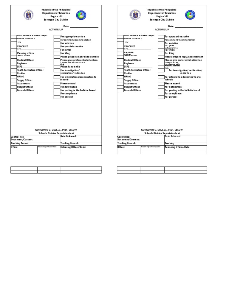 Action Slip 1 | PDF | Government