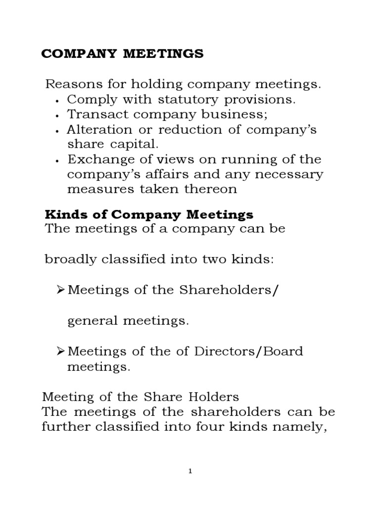 Company Meetings | PDF | Audit | Financial Audit