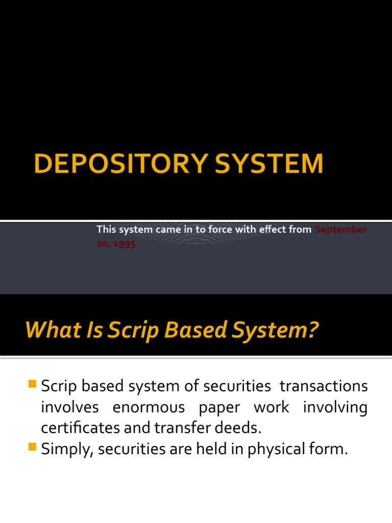 Depository System | PDF | Securities (Finance) | Banks
