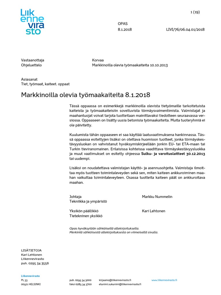 Opas 2018 Markkinoilla Olevia Tyomaakaiteita Web | PDF